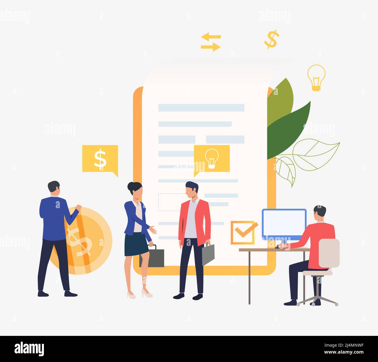 Business people working on computer and concluding contract. Internet ...