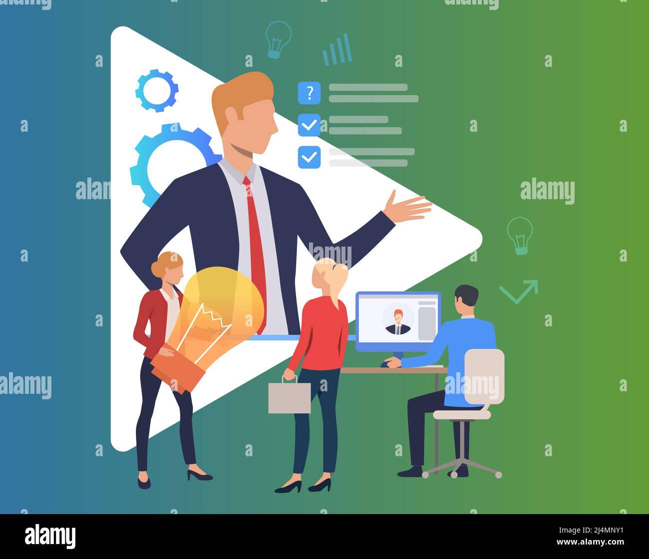 Boss giving direction and people working. Leader, idea, business goals ...