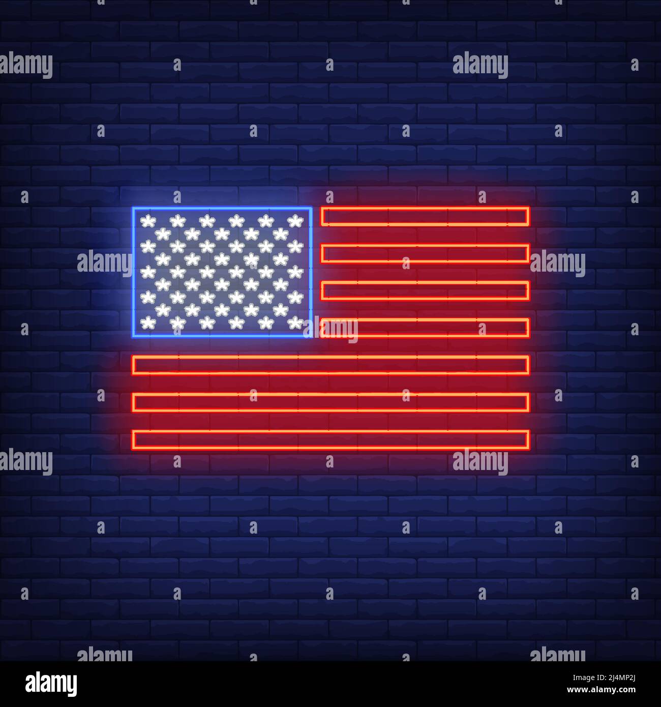 American flag neon sign. USA, country, stars and stripes, national ...