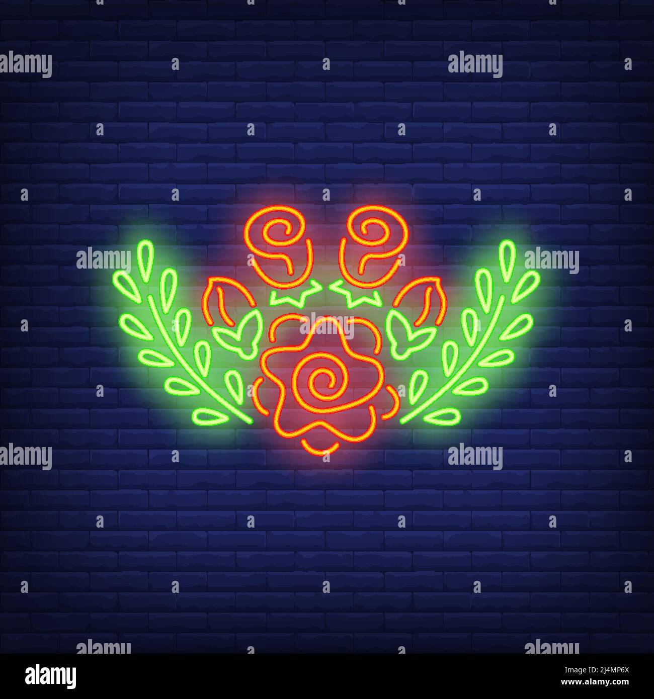 Floral decoration neon sign. Flower logo design. Night bright neon sign ...