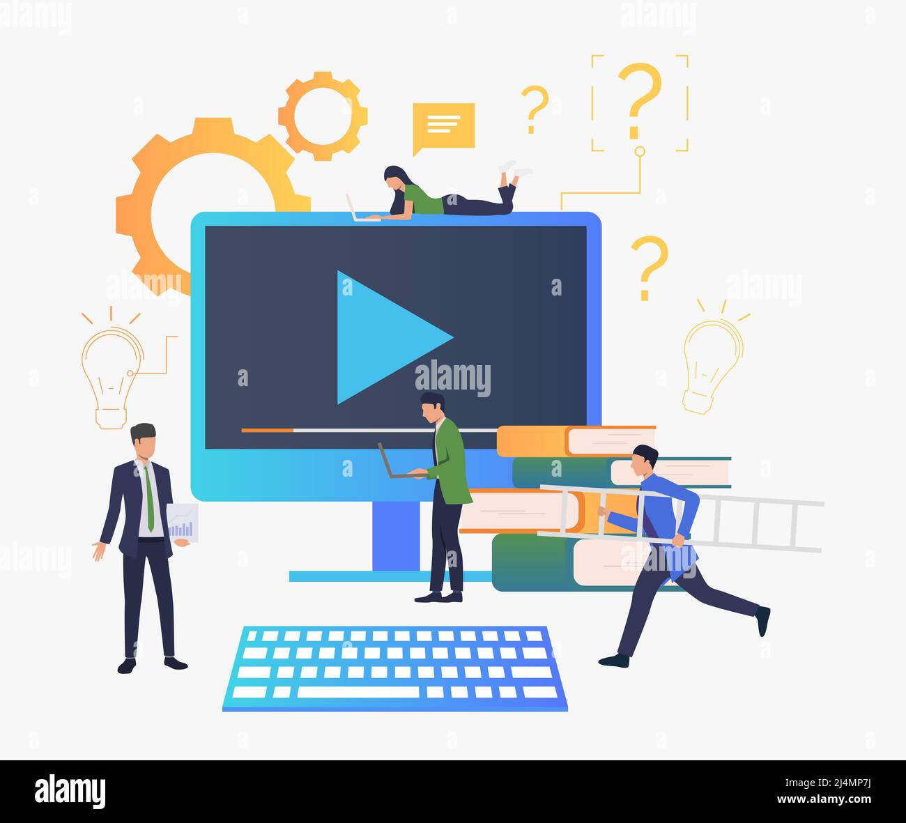 Group of people making video. Video production, producer, film ...