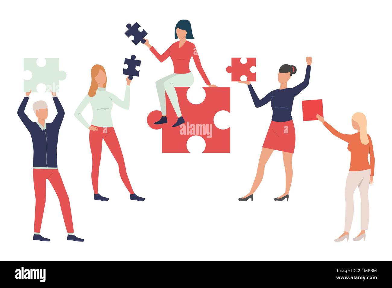 Collection of business people with puzzle pieces. Business team ...