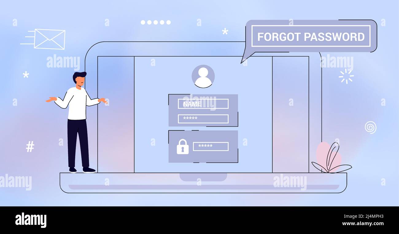 Forgot the password Concept of forgotten password, key, account access ...
