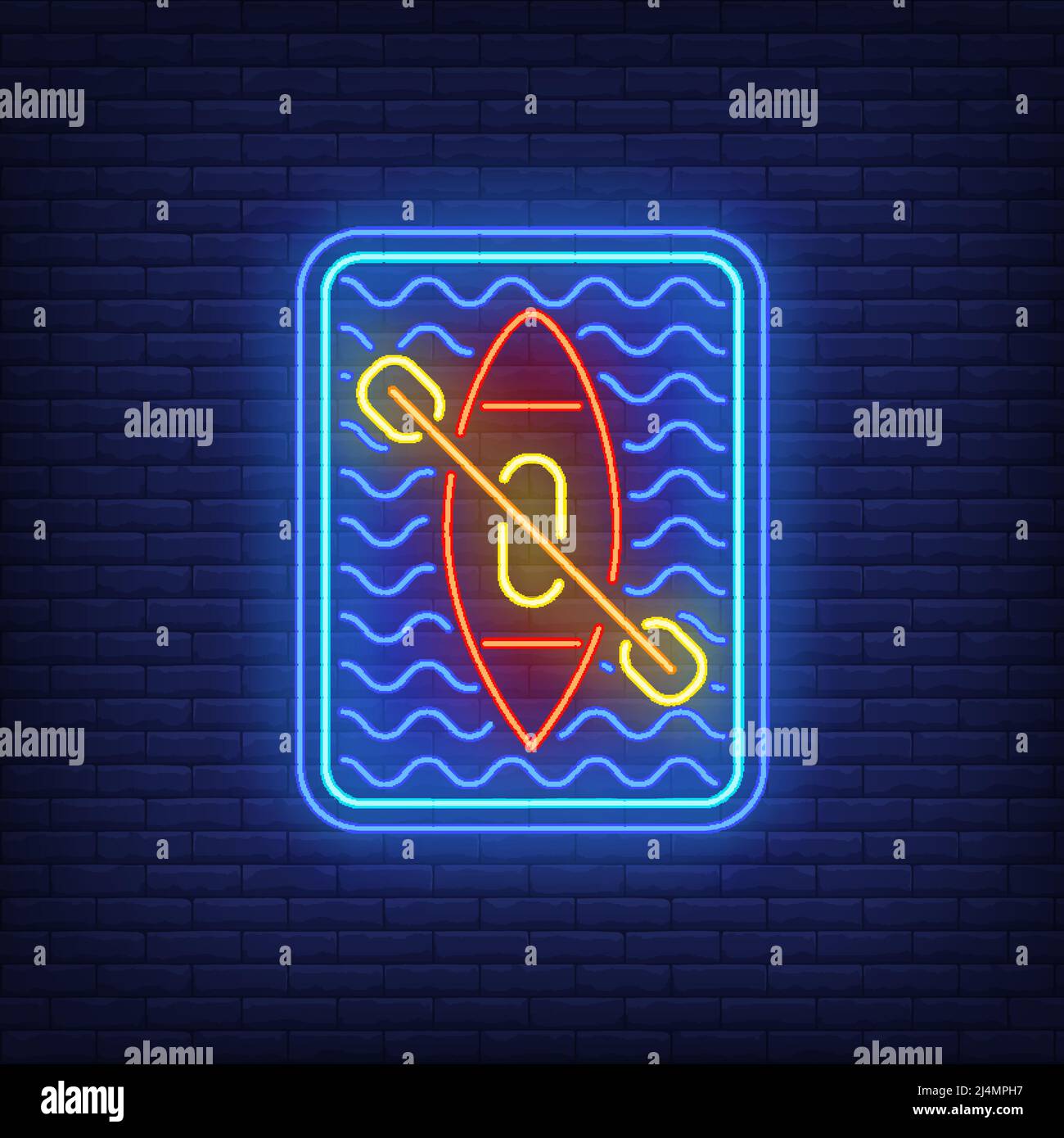 Kayaking neon sign. Kayak, canoe, paddle, water. Vector illustration in ...