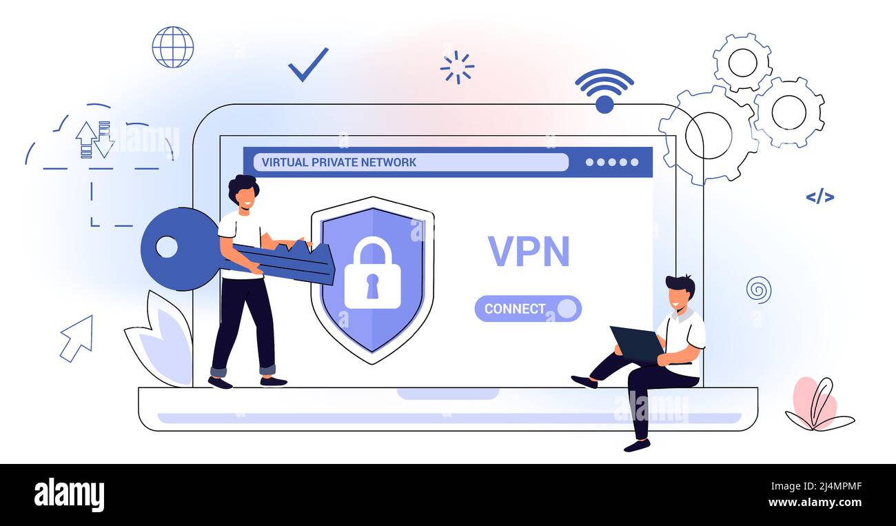 VPN Service Concept Virtual private network App for secure connection Data encryption Remote ...