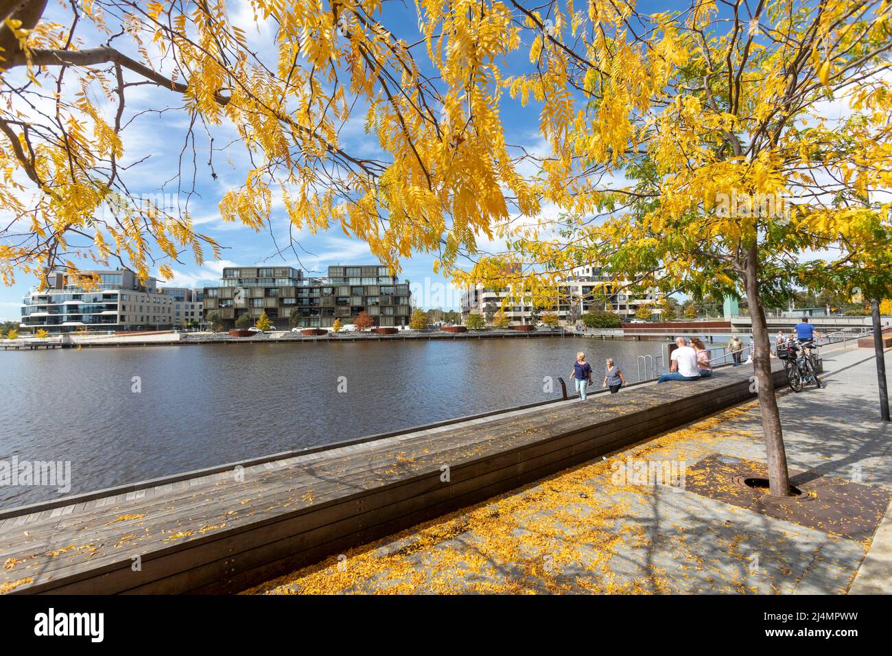 Kingston Foreshore mixed use development on the shores of Lake Burley Griffin in Canberra on an ...