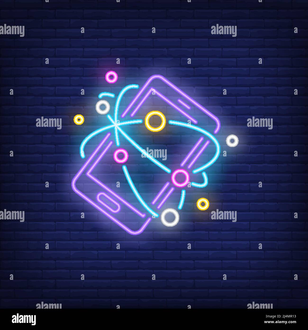 Smartphone and Internet neon sign. Technology and digital device design ...