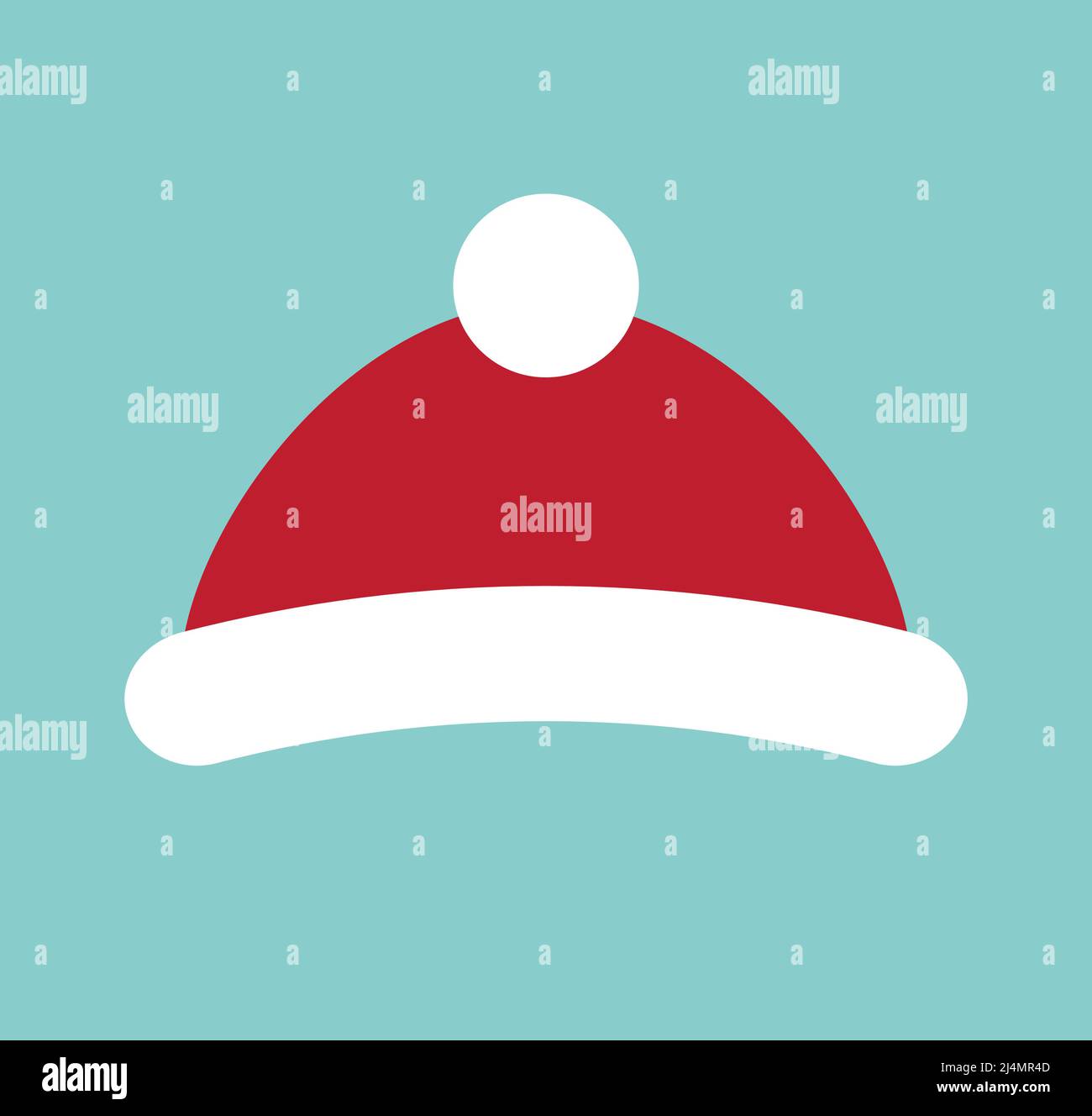 Vector flat cartoon red winter hat isolated on blue background Stock ...