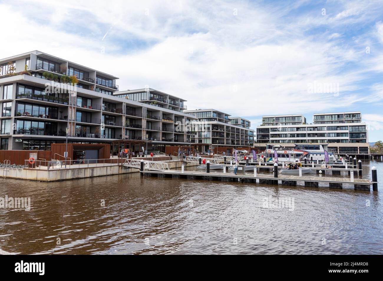 Mixed use development at Kingston foreshore with Go Boat for hire on ...