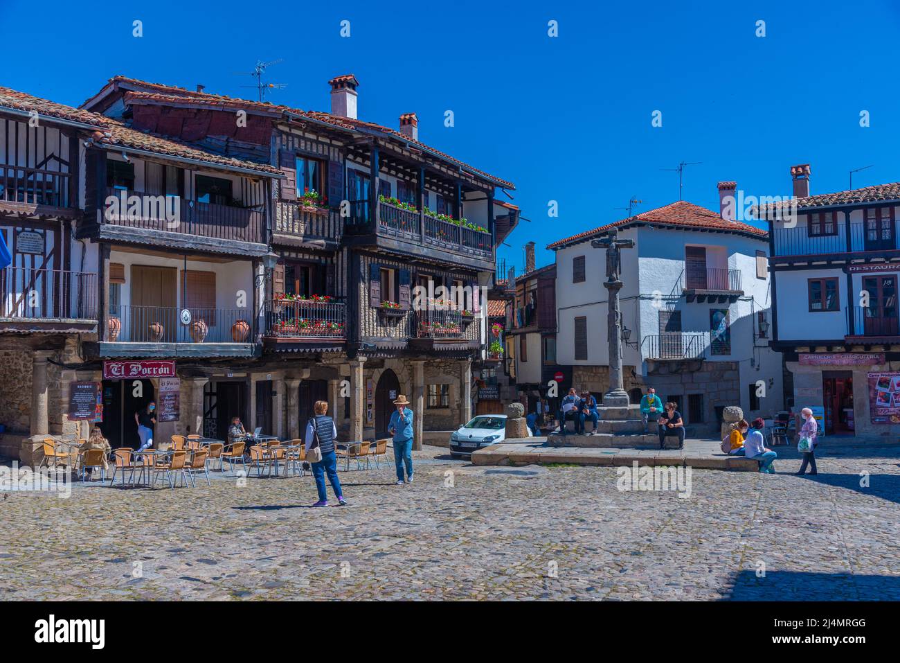 La Alberca, Spain, May 19, 2021: Plaza Mayor in La Alberca village in ...