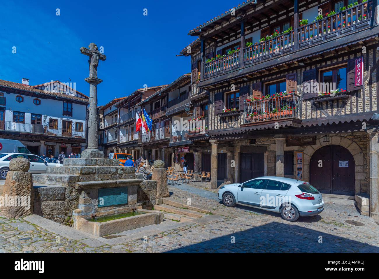 La Alberca, Spain, May 19, 2021: Plaza Mayor in La Alberca village in ...