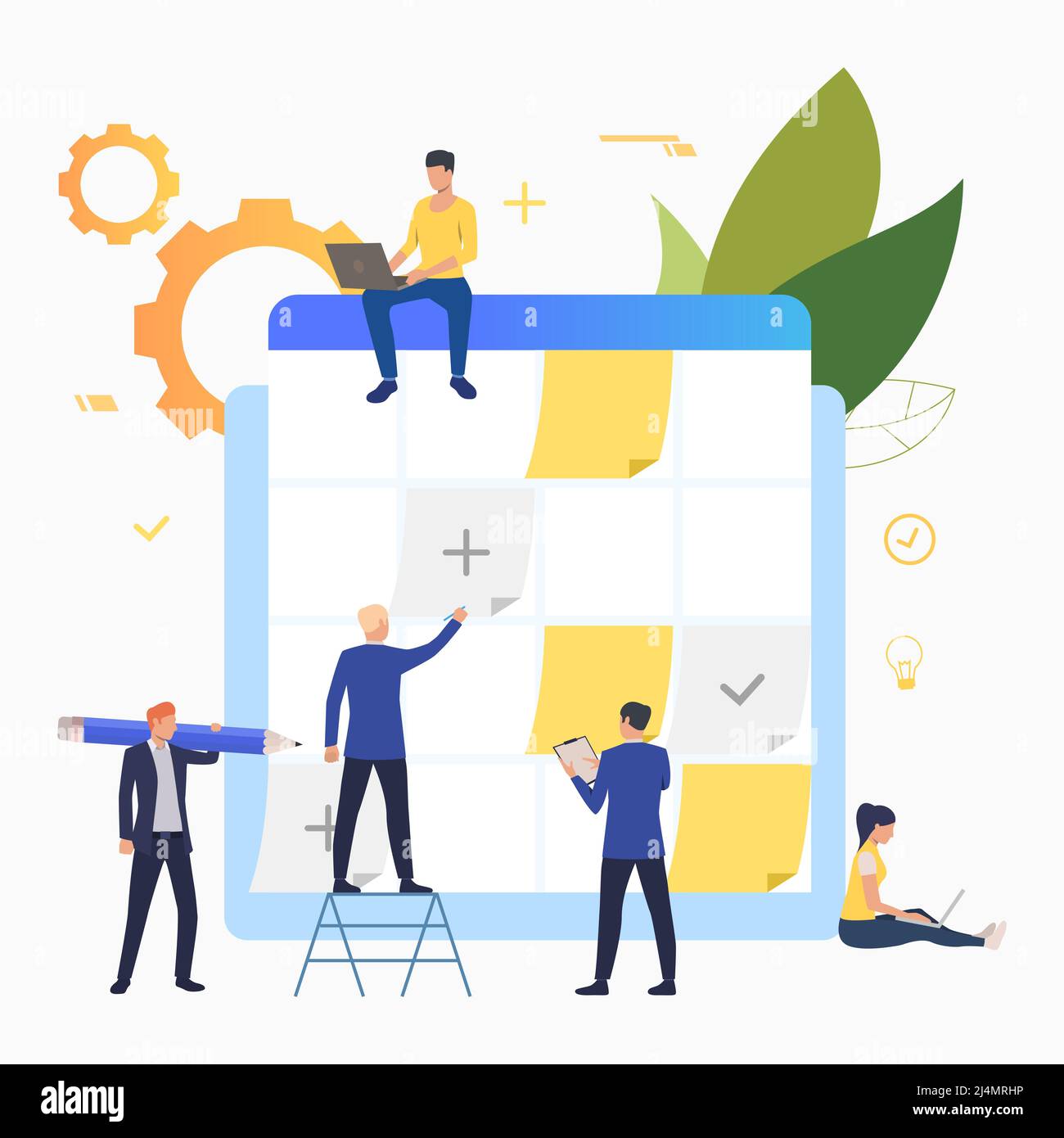 Business people planning and working with task board. Staff, scheduling ...