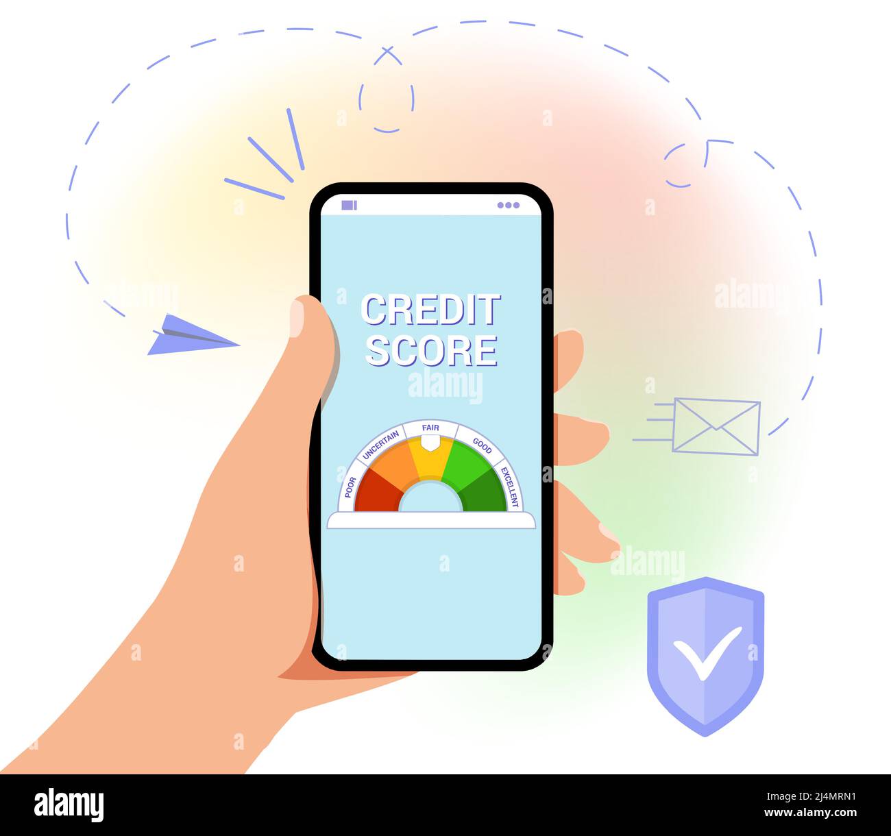 Credit score vector illustration Wealth evaluation Payment history data ...