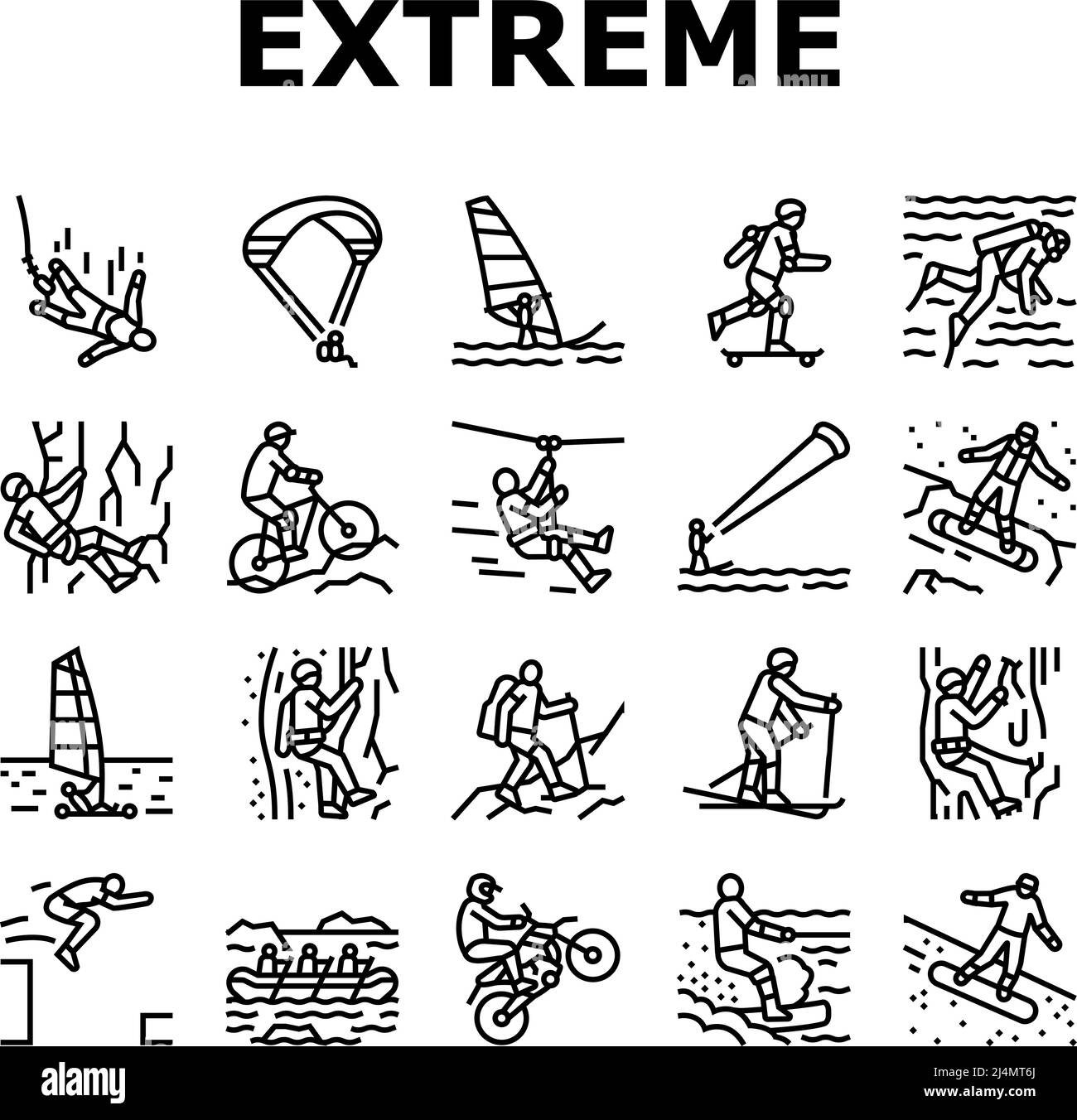 Extreme Sport Sportsman Activity Icons Set Vector Stock Vector Image ...