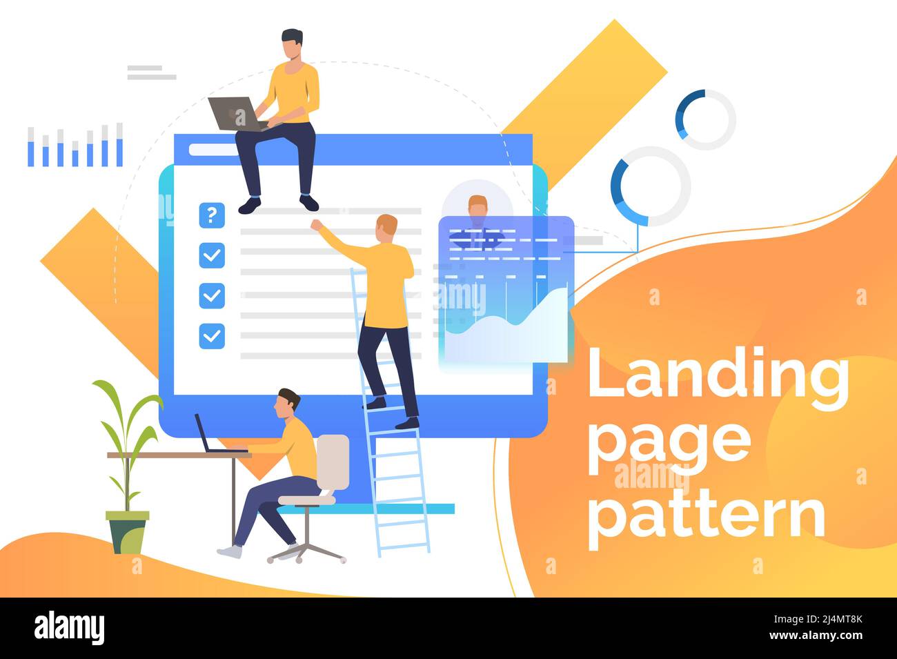 Business people working with information and using computers. Chart ...