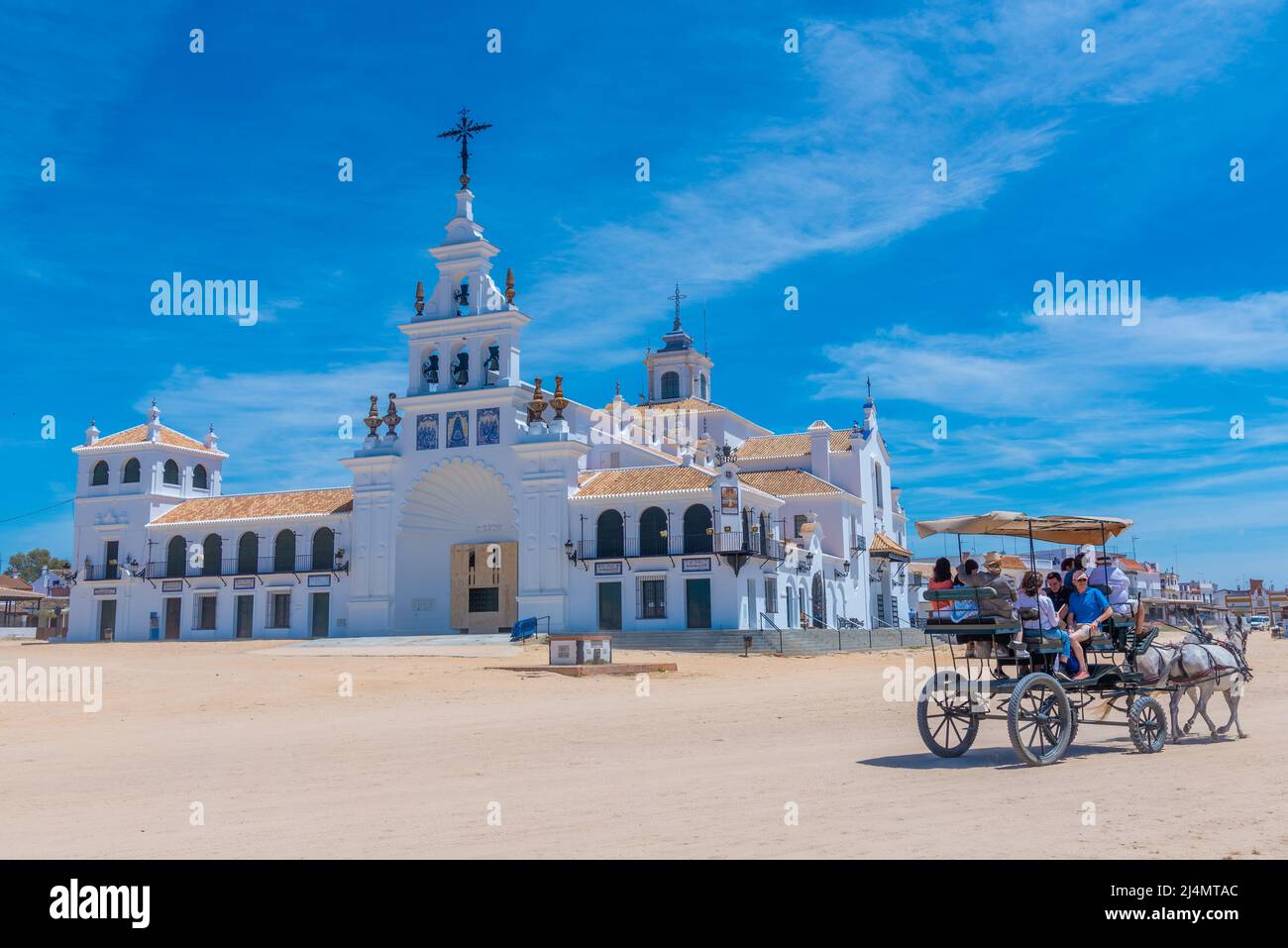 El Rocio, Spain, May 21, 2021: Sanctuary of our lady of Rocio in Spain ...