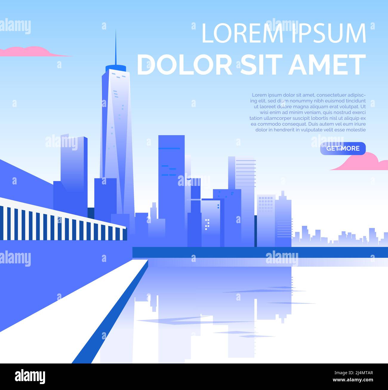 City downtown with skyscrapers and sample text. Building, downtown ...