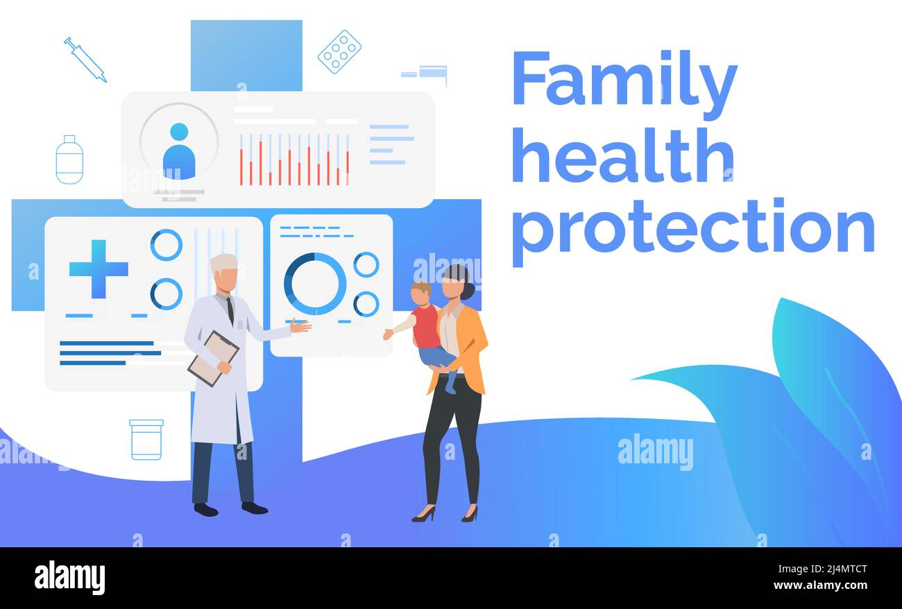 Doctor consulting mother with child vector illustration. Pediatrician ...