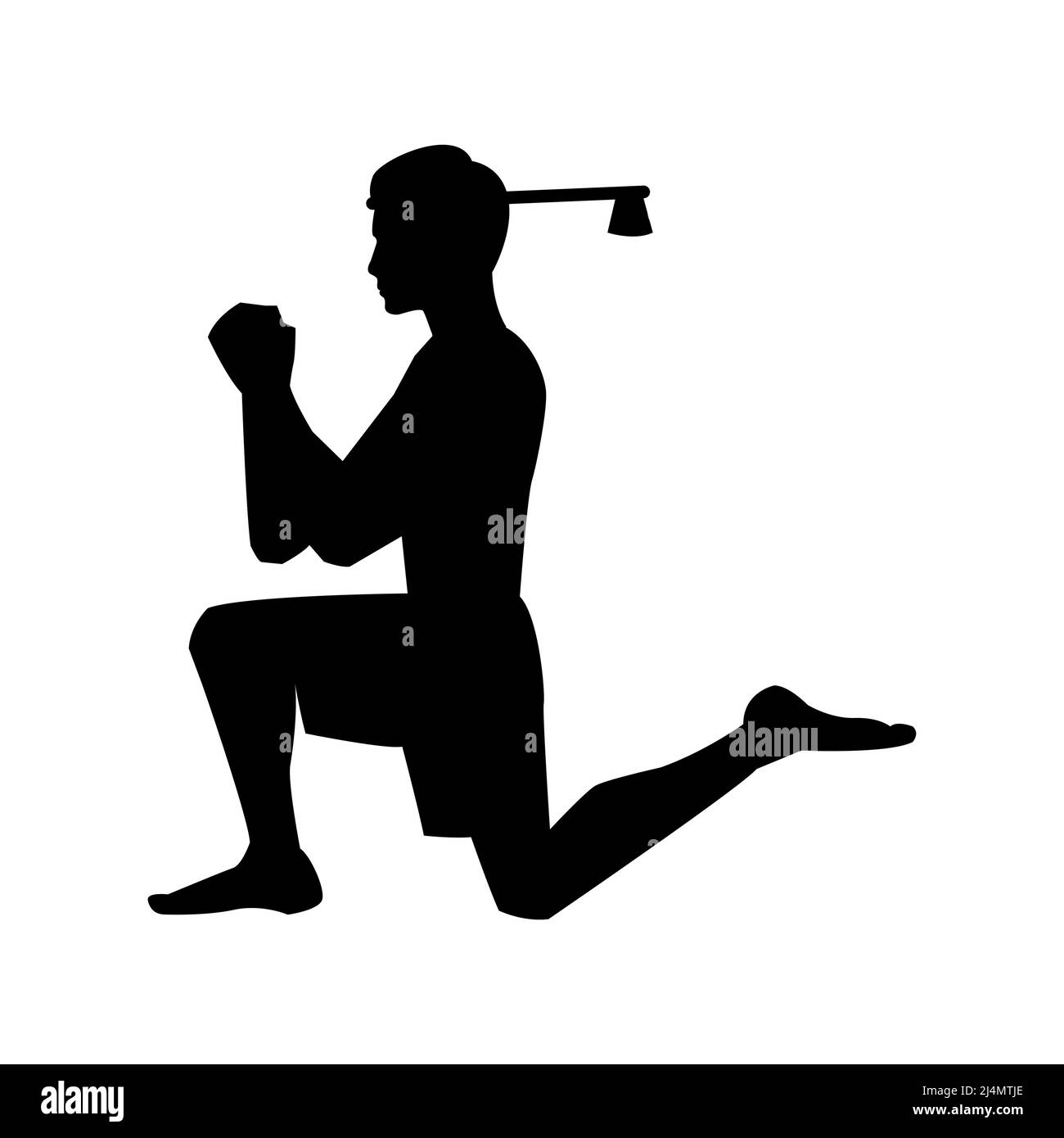 silhouette design of boxer paying respect to master before fighting ...