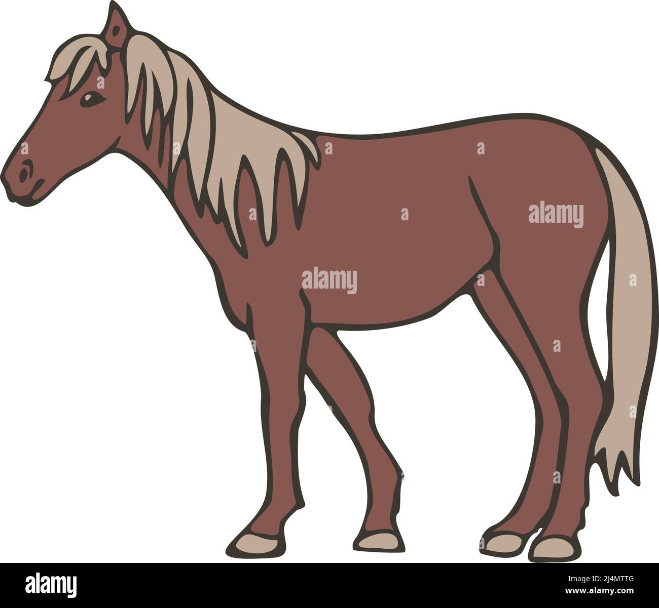 Vector illustration of horse. Hand drawn horse colored and depicted by ...