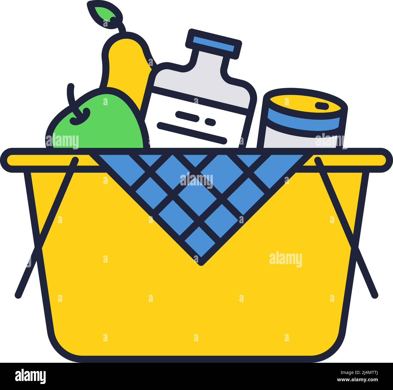 Picnic food basket icon vector outdoor rest symbol Stock Vector Image ...