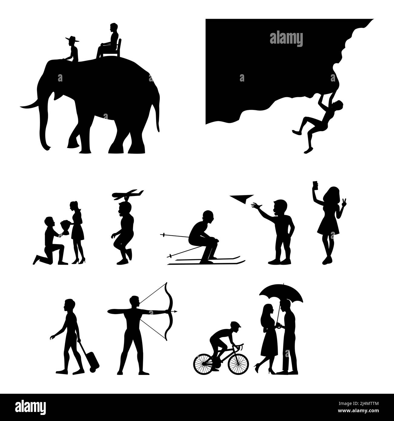 silhouette design of people activity, vector illustration Stock Vector ...