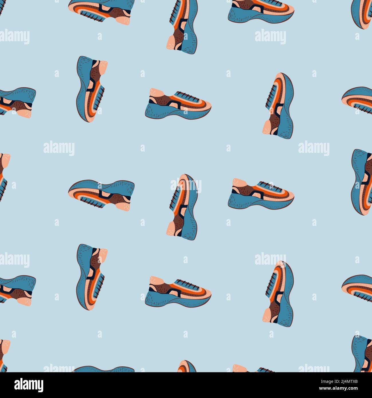Seamless pattern with modern sneakers. Background with shoes for active ...
