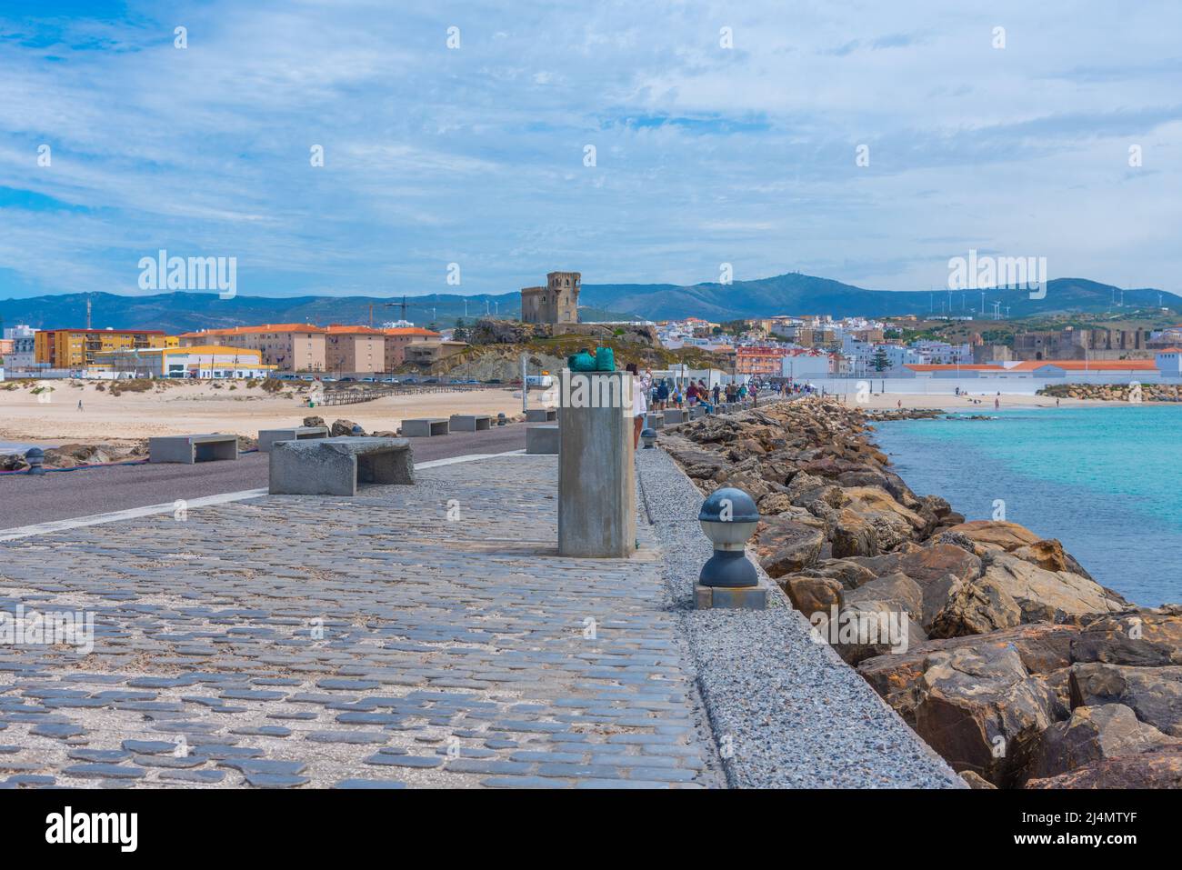 Tarifa, Spain, May 23, 2021: Seaside view of Spanish town Tarifa Stock ...