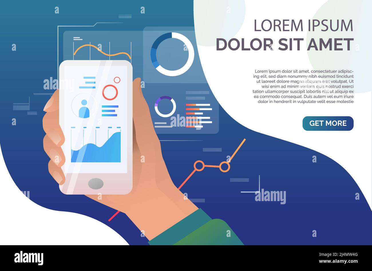 Person using financial data analysis app on smartphone. Chart, data ...