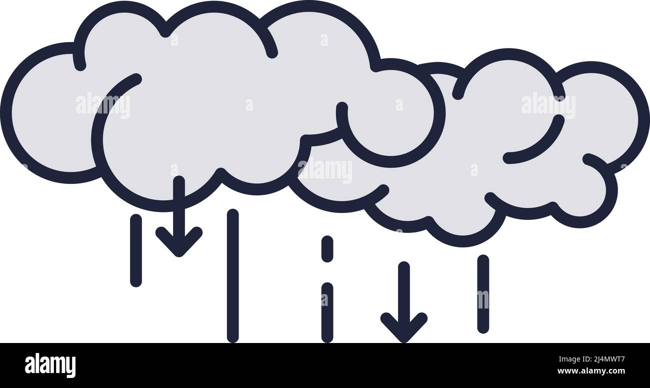 Cloud outline vector global warning line icon isolated on white ...