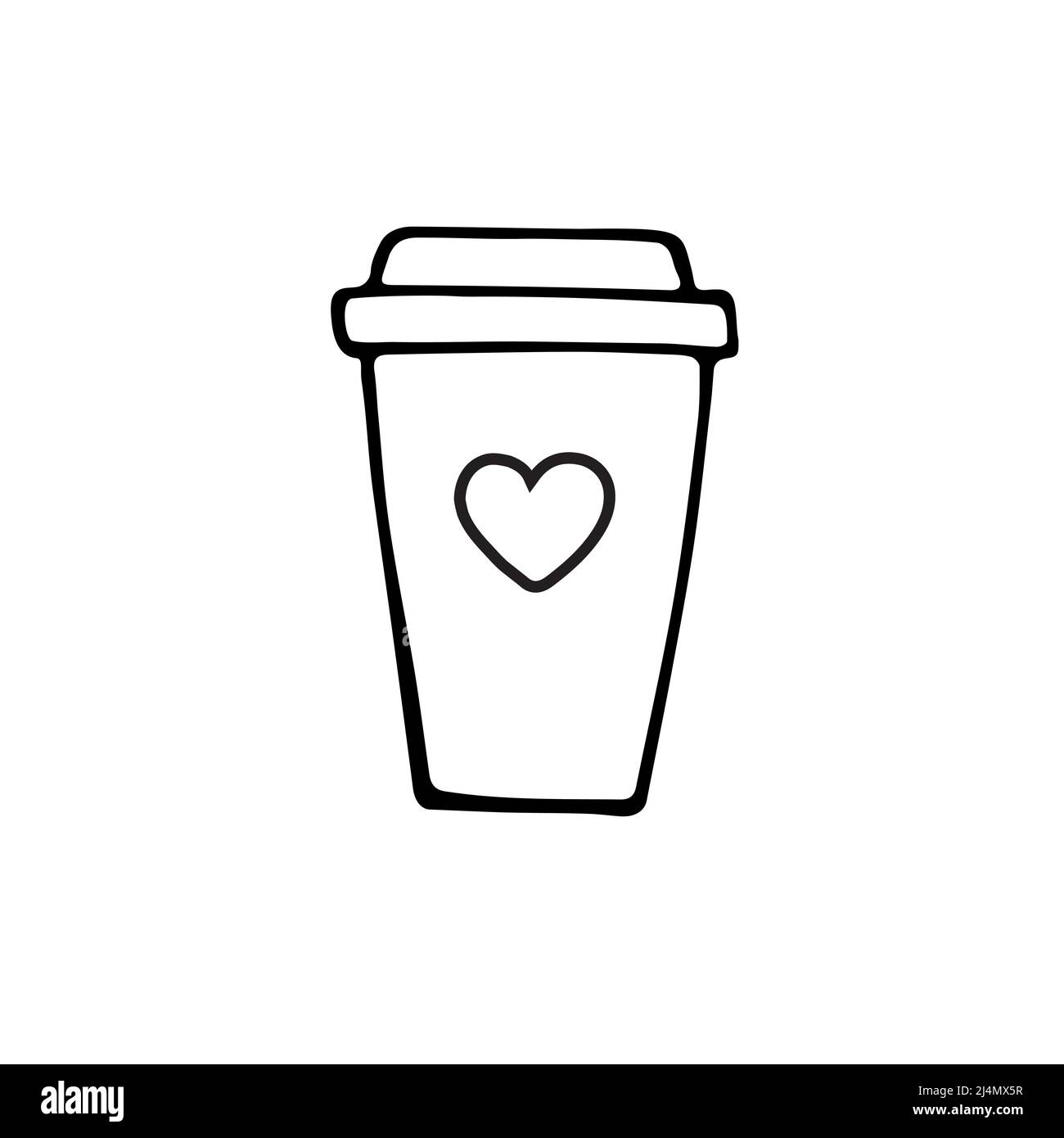 Vector hand drawn doodle sketch outline take away coffee isolated on ...