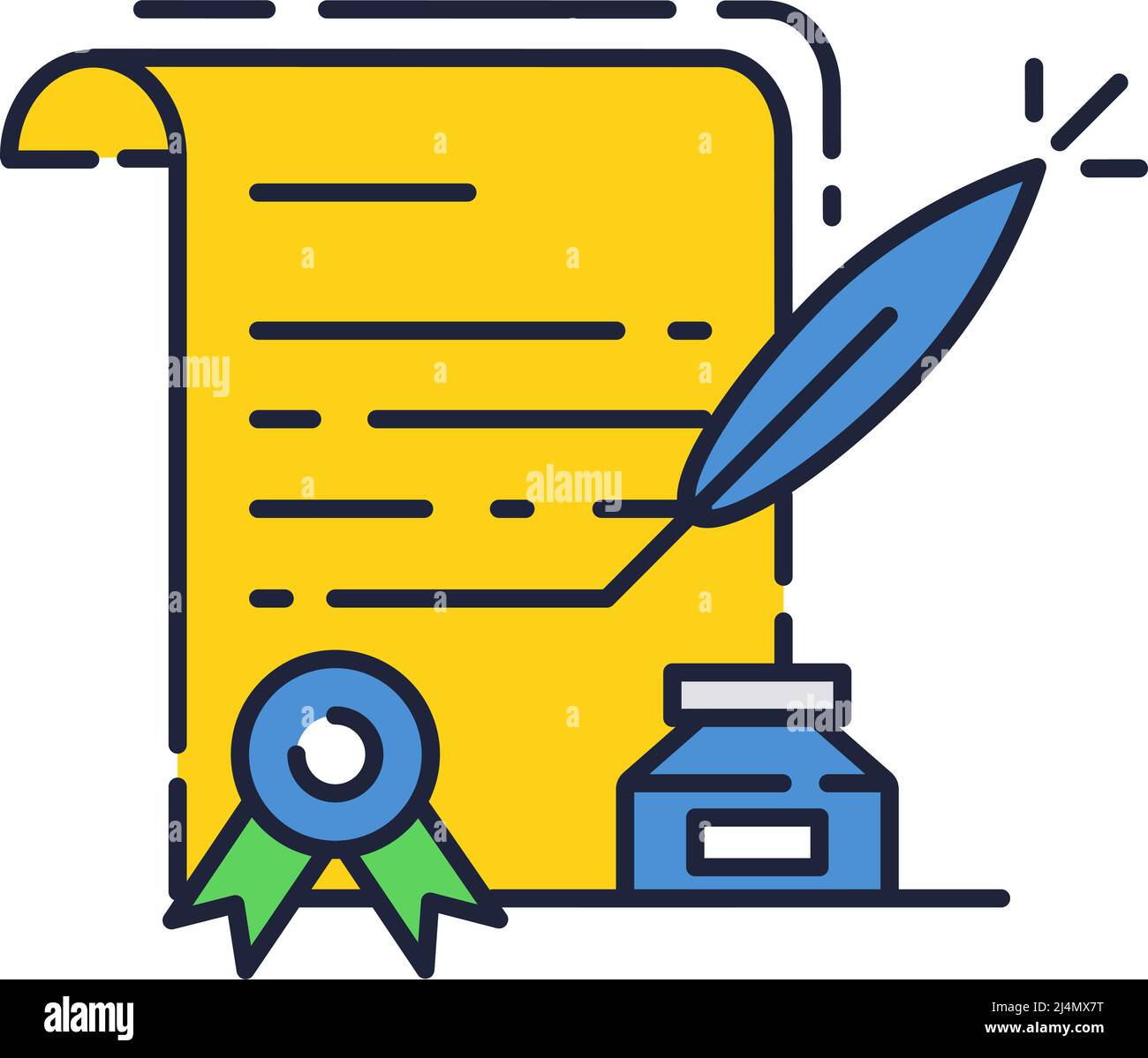 Feather pen signing document icon flat vector Stock Vector Image & Art ...