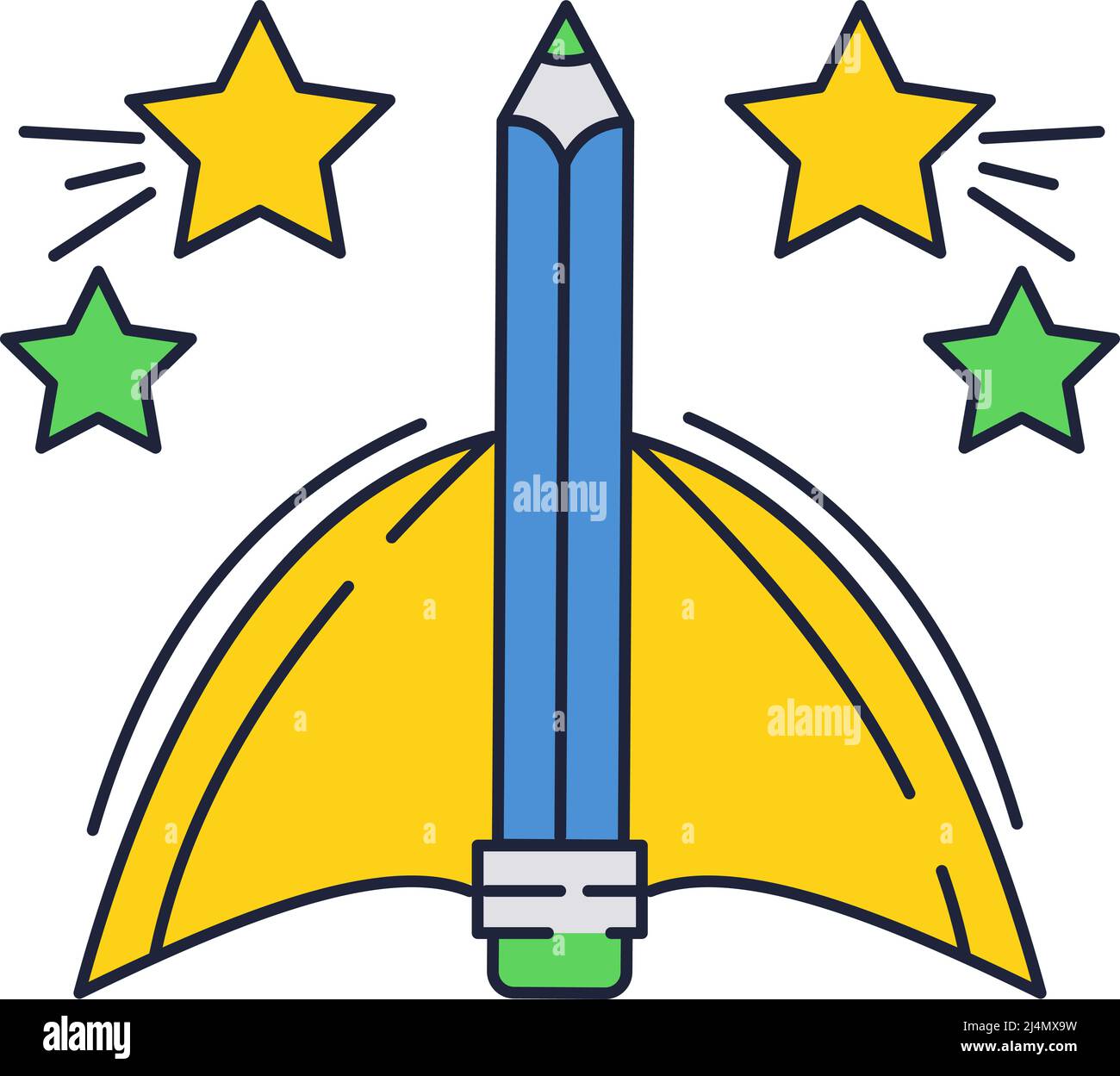 Pencil and stars icon vector isolated on white Stock Vector Image & Art ...