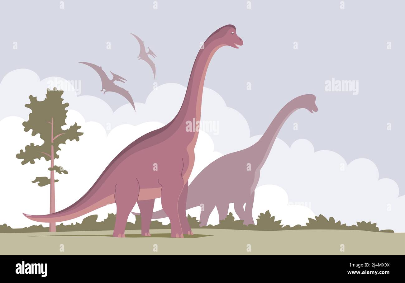 Big brachiosaurus with a long neck. Herbivorous dinosaur of the ...