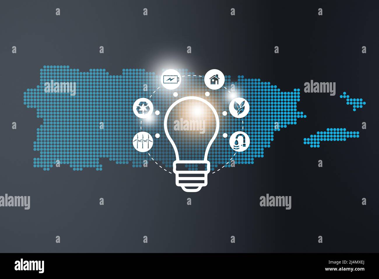 Energy innovation with future industry of power generation icons ...