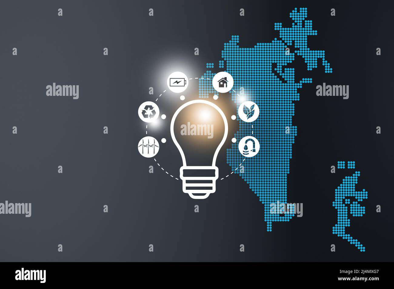 Energy innovation with future industry of power generation icons ...