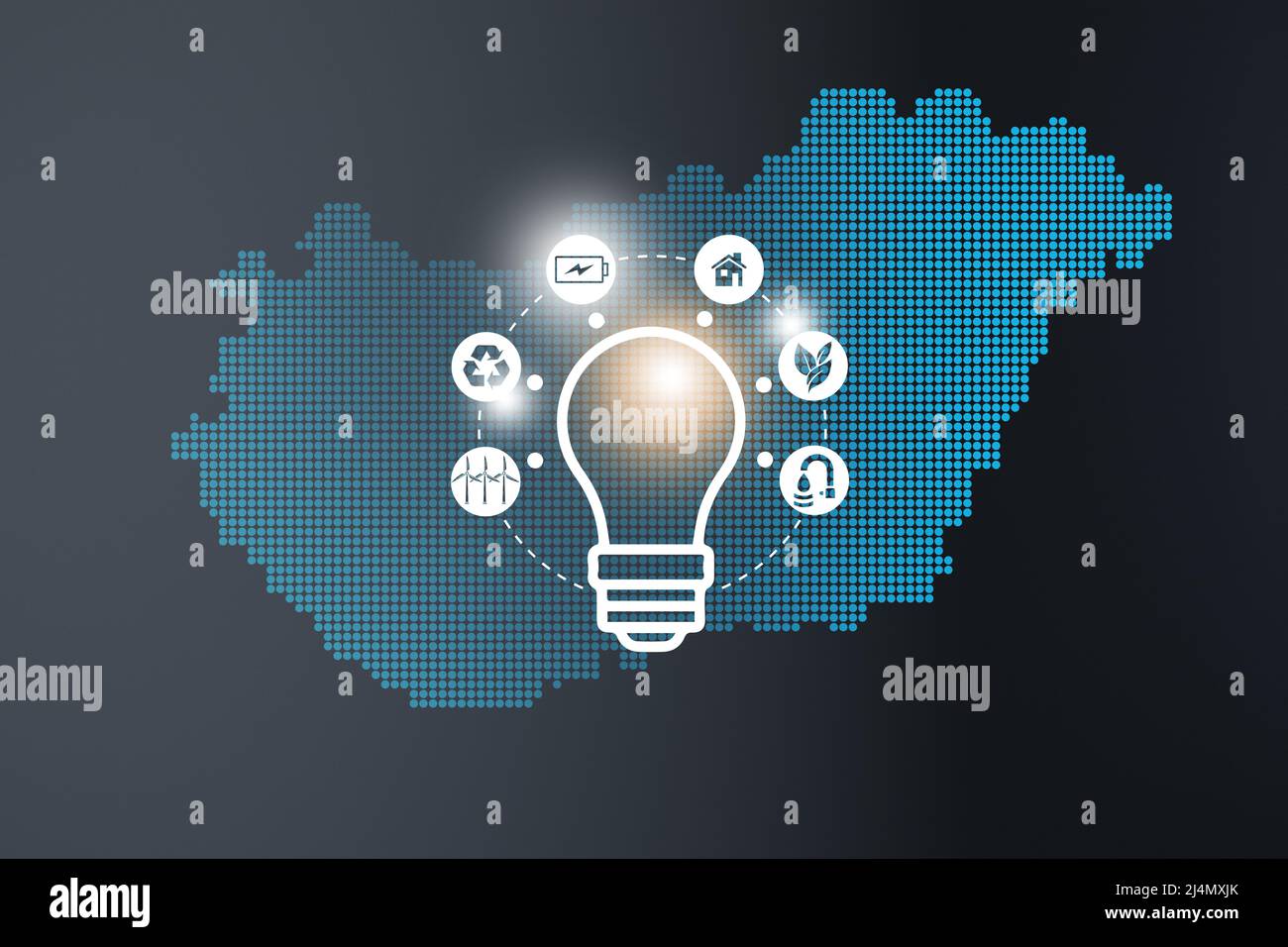 Energy innovation with future industry of power generation icons ...