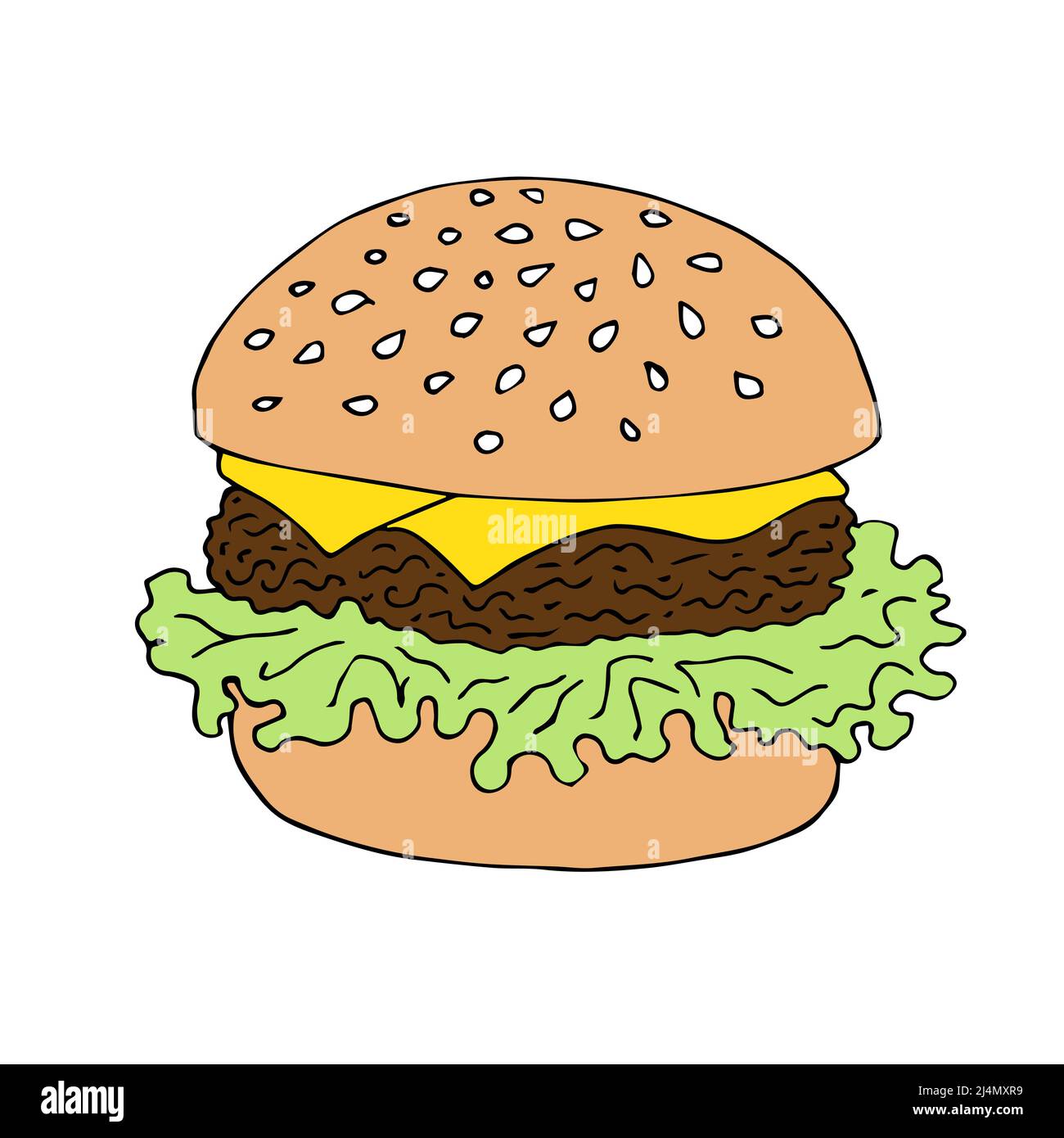 Vector hand drawn doodle sketch colored burger isolated on white ...