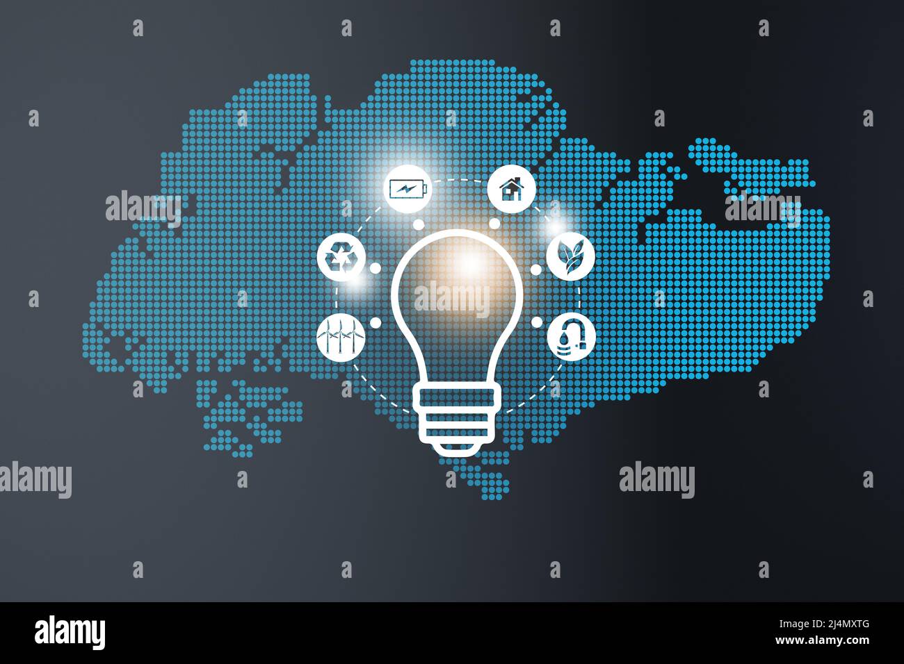 Energy innovation with future industry of power generation icons ...