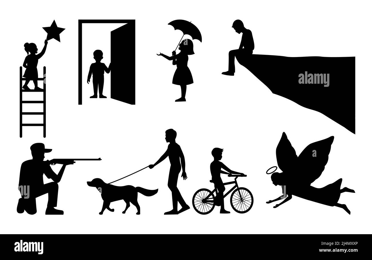 silhouette design of people activity,vector illustration Stock Vector ...