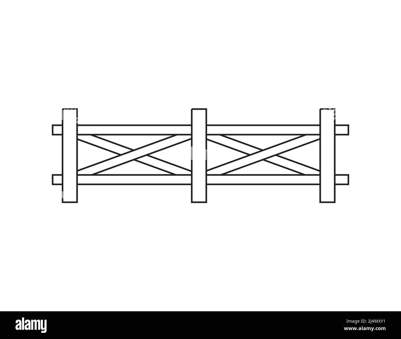 Vector flat outline farm fence isolated on white background Stock ...