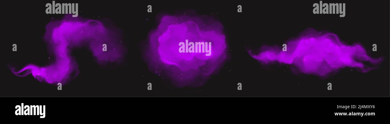 Purple magic dust clouds with sparkles and glitter, curve and round ...
