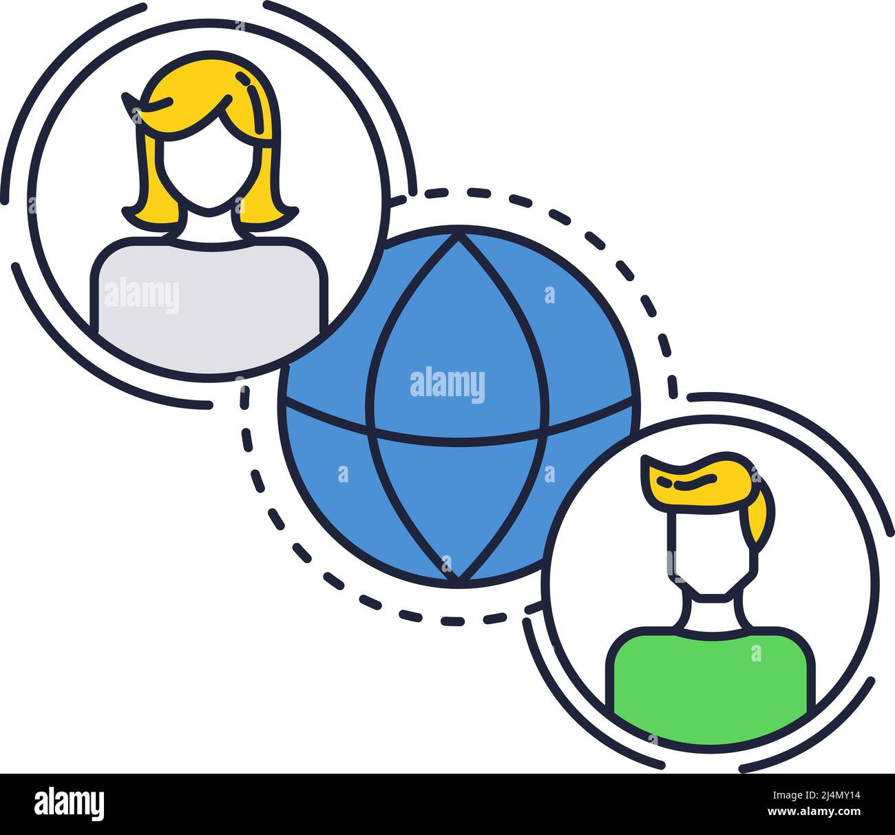 Two way communication vector flat icon. People have conversation ...