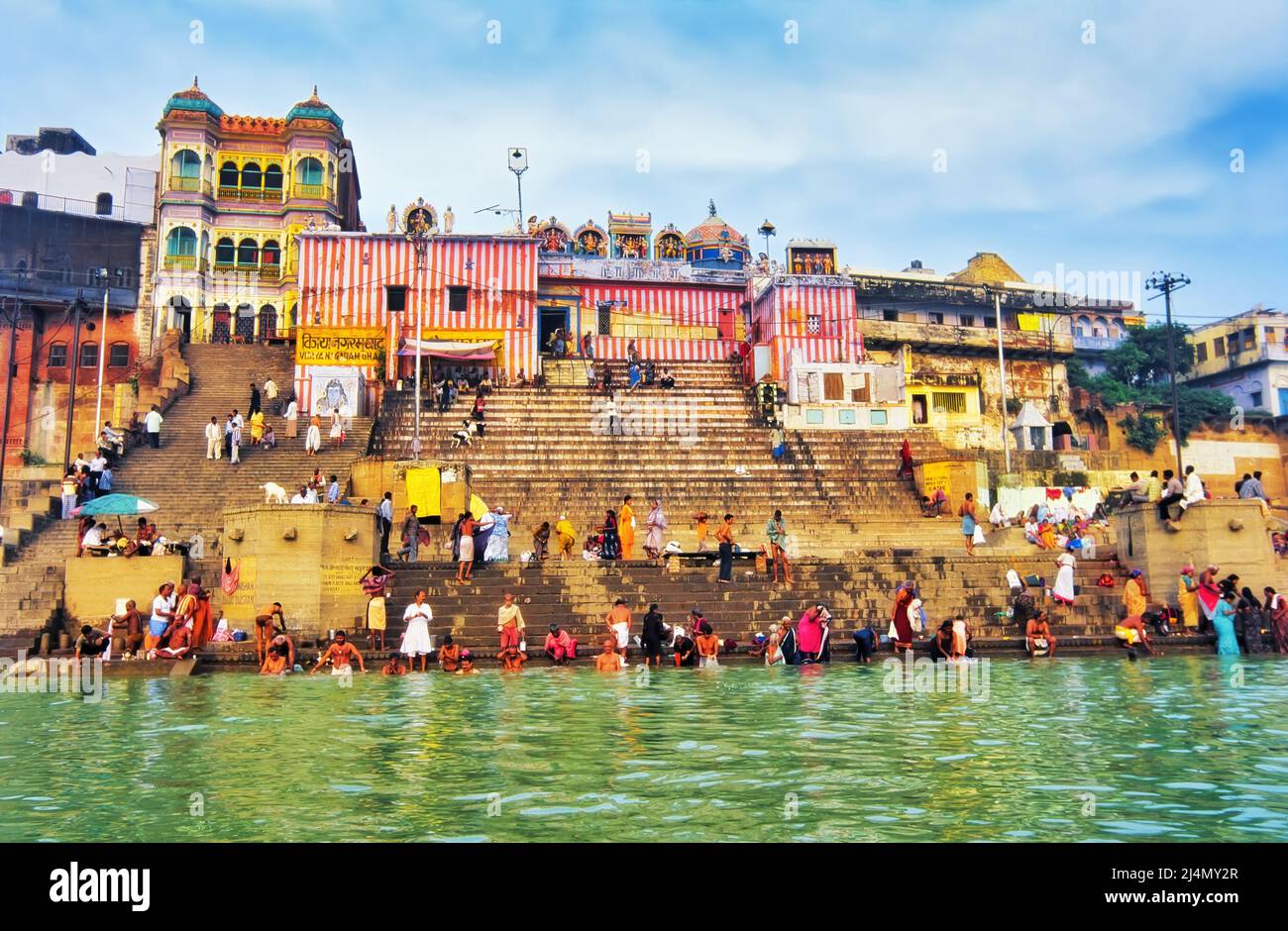 Ganga river bathing people benares hi-res stock photography and images ...
