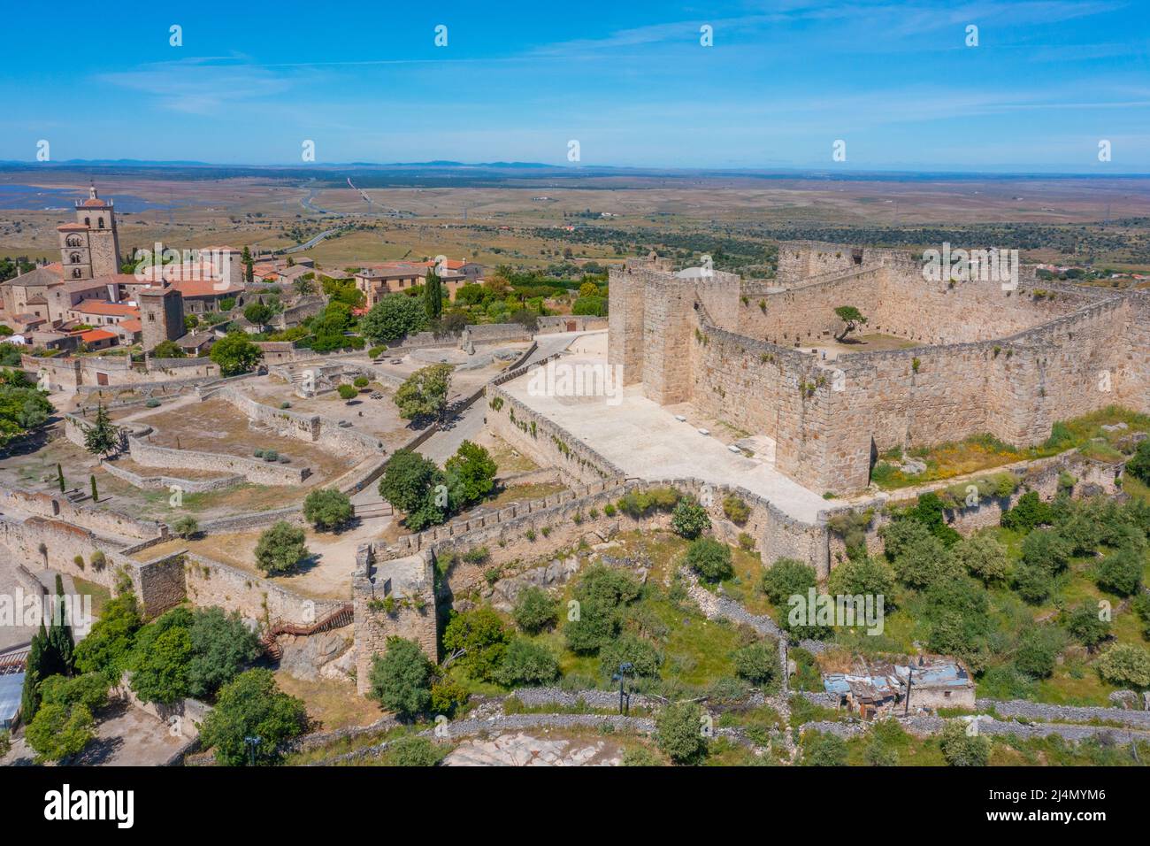 Aerial view of castle in Spanish town Trujillo Stock Photo - Alamy