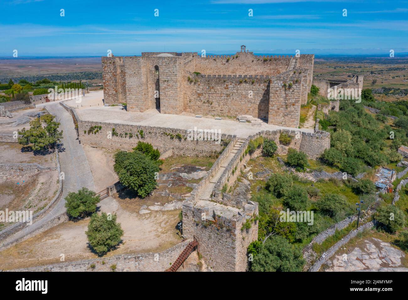 Aerial view of castle in Spanish town Trujillo Stock Photo - Alamy