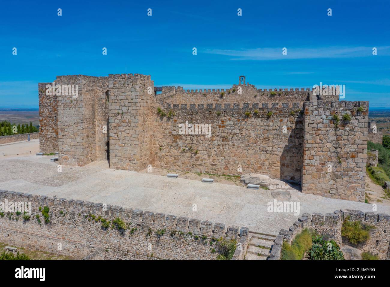 Aerial view of castle in Spanish town Trujillo Stock Photo - Alamy