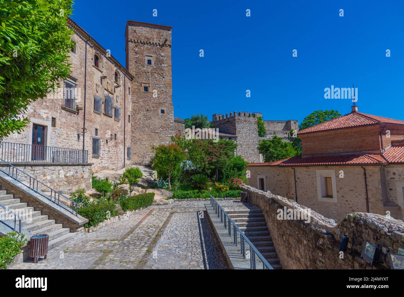 View of castle in Spanish town Trujillo Stock Photo - Alamy