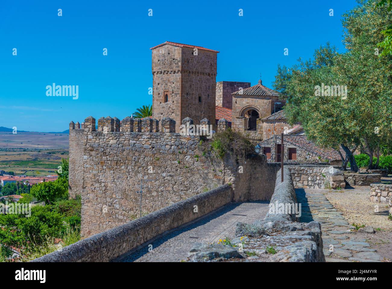 View of castle in Spanish town Trujillo Stock Photo - Alamy