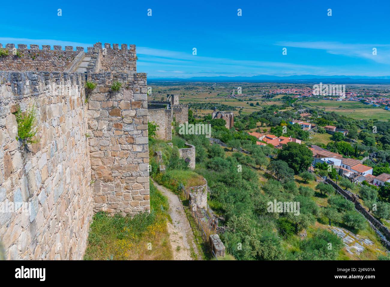 View of castle in Spanish town Trujillo Stock Photo - Alamy